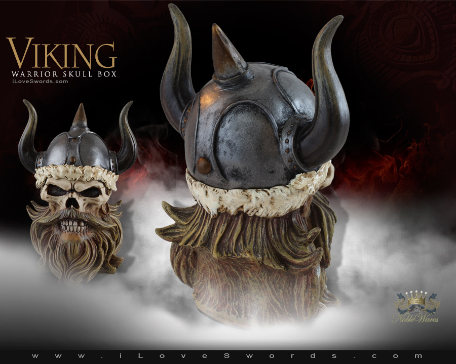 Viking Warrior Skull Box 8273 by Pacific Giftware