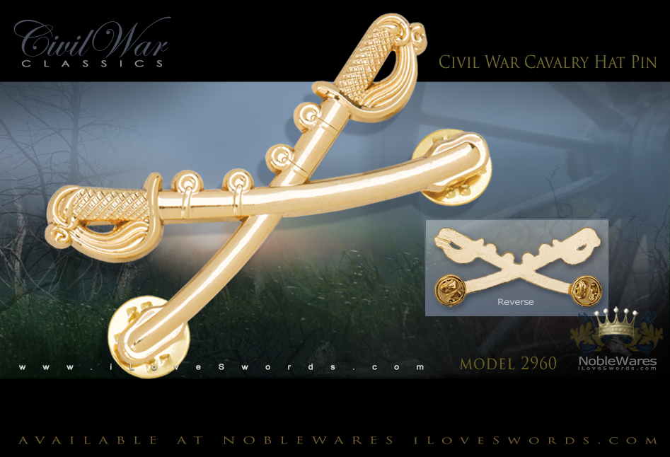 Civil War Cavalry Crossed Sabers Insignia Hat Pin