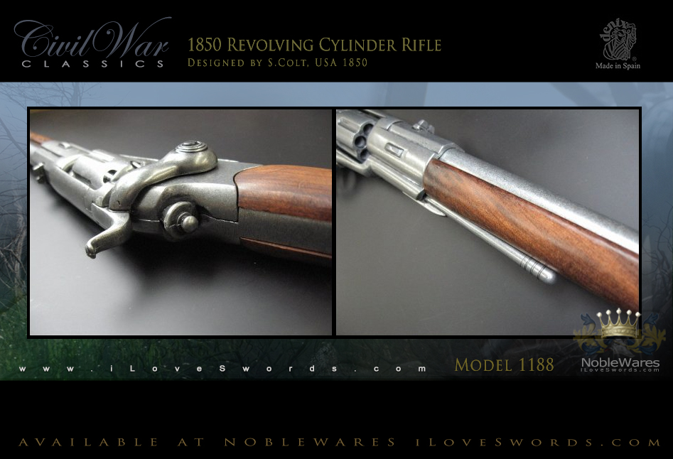 Non-Firing Replica 1850 Revolving Cylinder Rifle model 1188 by Denix