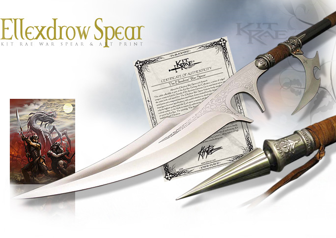 Kit Rae Ellexdrow War Spear KR0050 with Art Print by United Cutlery