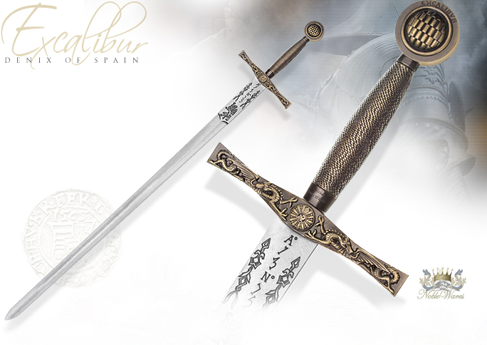 King Arthur's Sword Excalibur 4170L with Antiqued Brass Hilt by Denix