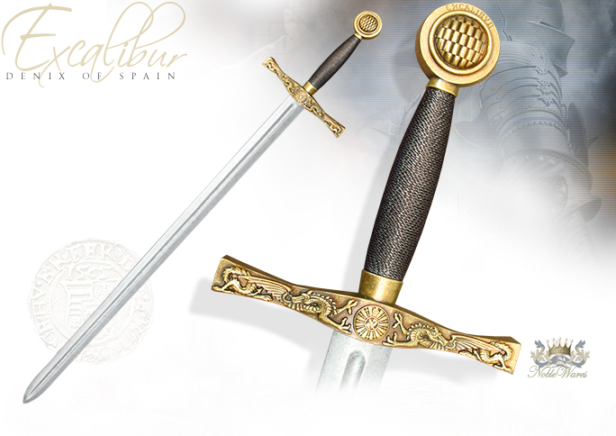 King Arthur's Sword Excalibur 4123 with Antiqued Gold Hilt by Denix