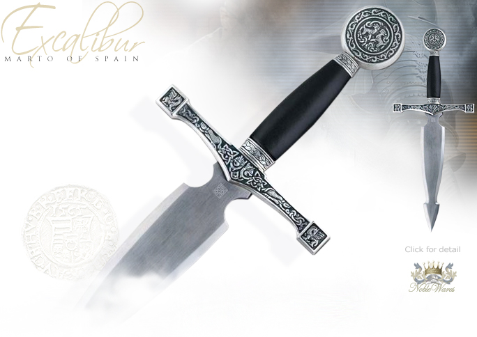 Decorative Silver Excalibur Dagger 732 by Marto of Toledo Spain