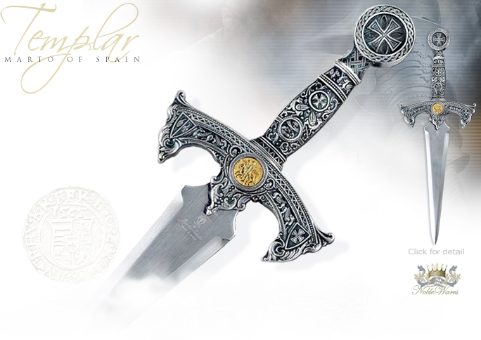 Decorative Silver Templar Dagger 733 by Marto of Toledo Spain