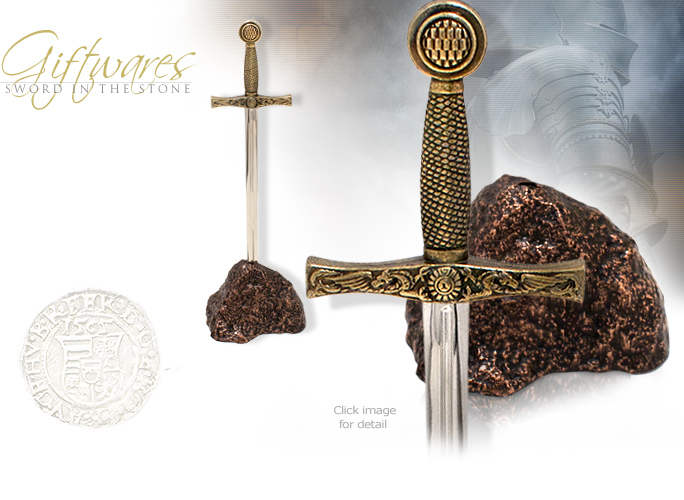 Mini Excalibur Sword in the Stone Desk Set 3030/3031 by Denix of Spain