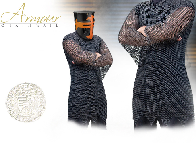 Medieval Black Chainmail Hauberk NW1688 by Legends In Steel