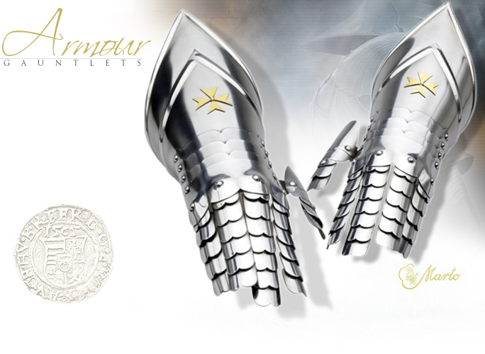 945.6 Decorative Templar Gauntlets by Marto Martespa of Toledo Spain