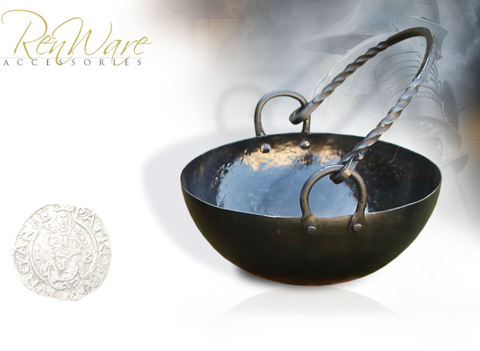 Medieval Hand Forged Iron Kettle AH4357 by Deepeeka