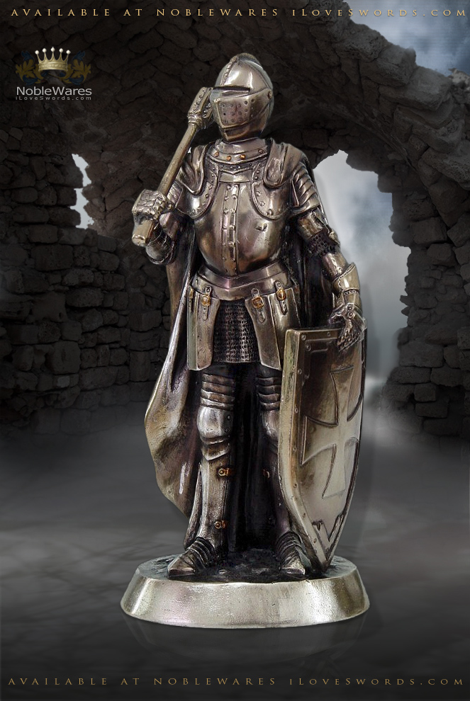 Cast Bronzed Resin Medieval Knight with Mace Statue 9039 by Pacific ...