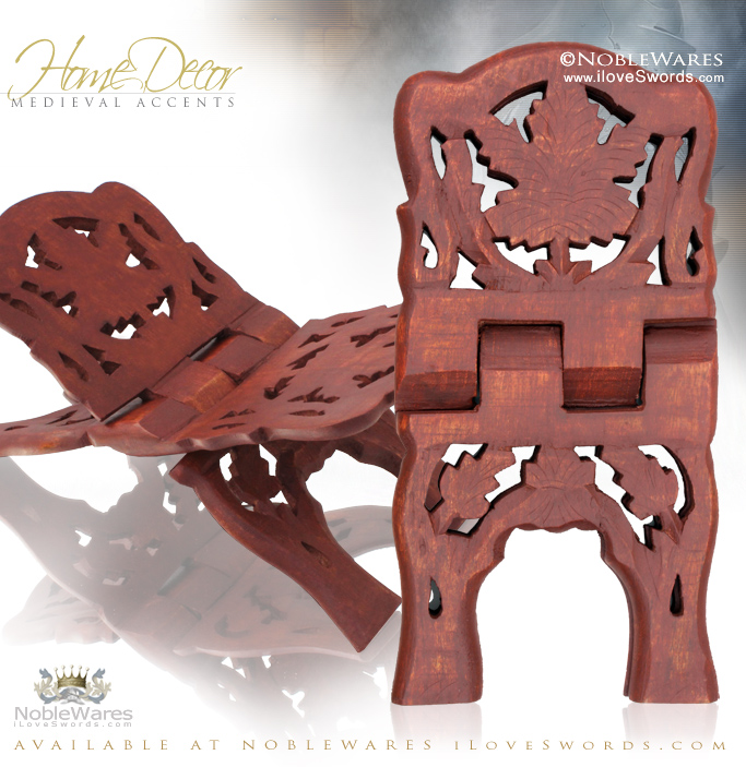Folding Hand Carved Wooden Medieval Book Stand SH133 Large Image