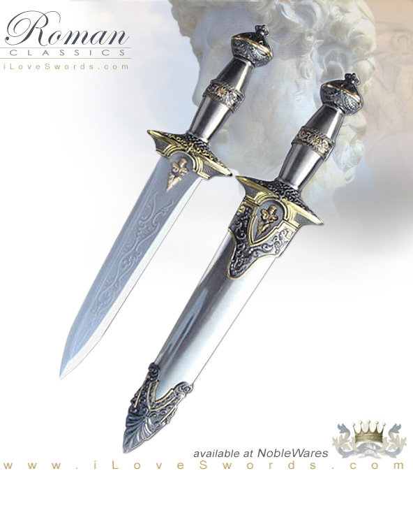 Detail view of Roman Dress Dagger with scabbard H-71 made in China