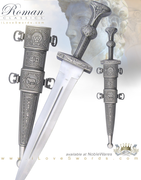 Detail view of Roman Caesar Pugio Dagger with scabbard KE9988 made in China