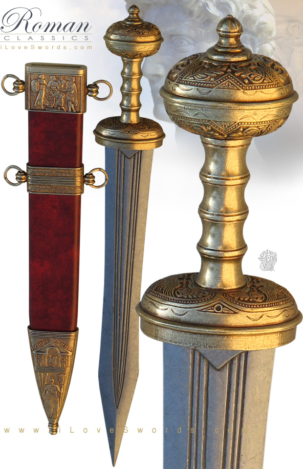Detail Image of Roman Gladius Sword 4116L with Red Sheath by Denix of Spain