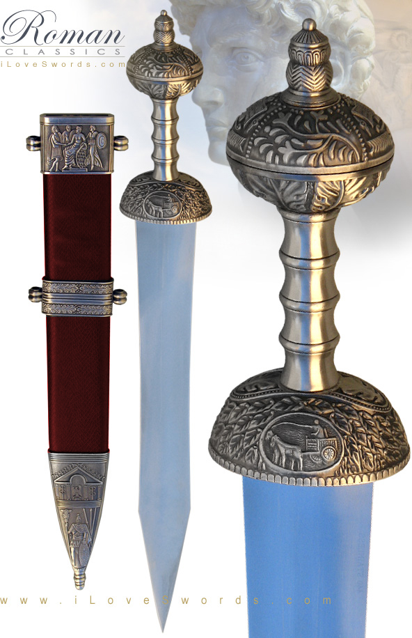 Detail Image of Roman Gladius Sword SB137RD with Red Scabbard made in China