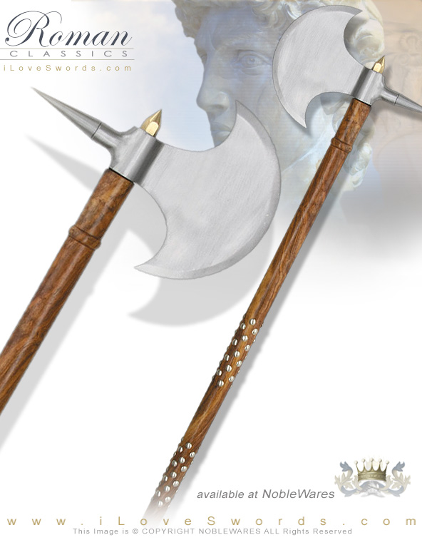 Large Detail View of PA2439NW Roman Crescent Battle Axe