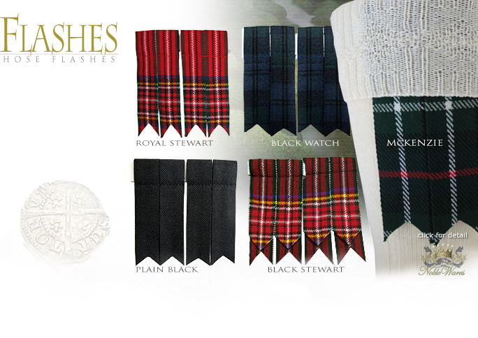 Scottish Kilt Hose Flashes Royal Stewart Tartan Flash LI7701, Black ...