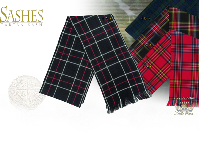 Scottish Tartan Sashes - McKenzie, Black Watch, Black Stewart, Royal ...