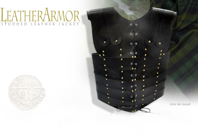 Leather Armor Brass Studded Jacket 21268 made in India