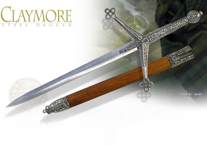 KE904 Scottish Claymore Steel Dagger and Wood Scabbard