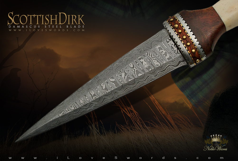 Bone Grip Damascus Steel Scottish Dirk DM1114