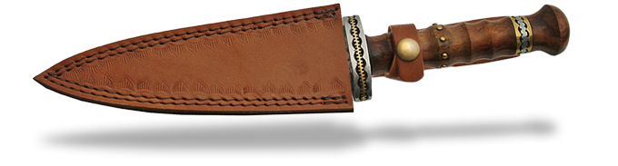 Rosewood Handle Damascus Steel Scottish Dirk and Scabbard DM1115