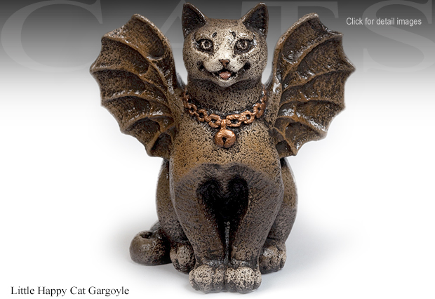Windstone Editions | Little Happy Cat Gargoyle Sculpture 965 by M. Peña