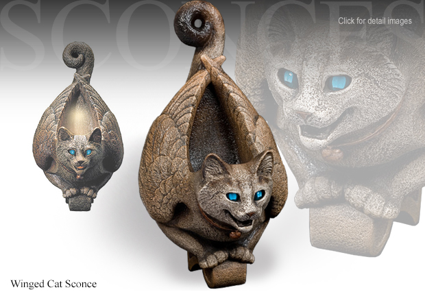 Windstone Editions | Winged Cat Sconce 3004 by M. Peña